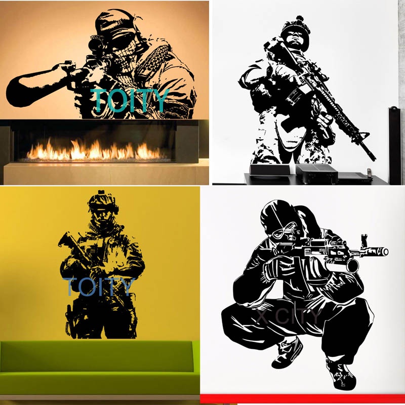 Special Forces Warrior Military Army War Wall Decal Soldiery Helicopter ...