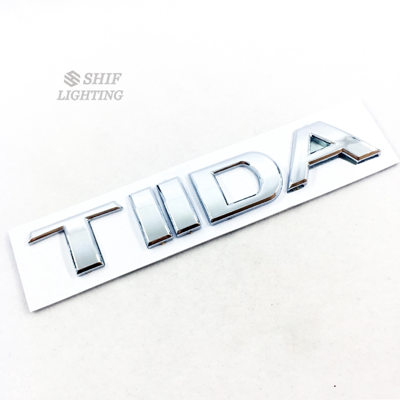 1 x ABS Chrome TIIDA Logo Letter Car Auto Side Rear Trunk Emblem ...