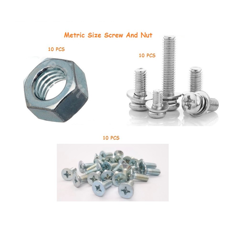 10 PCS Hexagon Nut Screw M3 M4 M5 M6 Philips Cross Recess Pan Flat Head ...