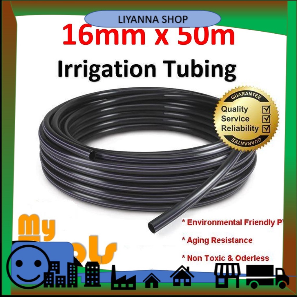 LIYANNA SHOP 16mm x 50Meter Irrigation Water Tubing Pipe Polytube Hose ...