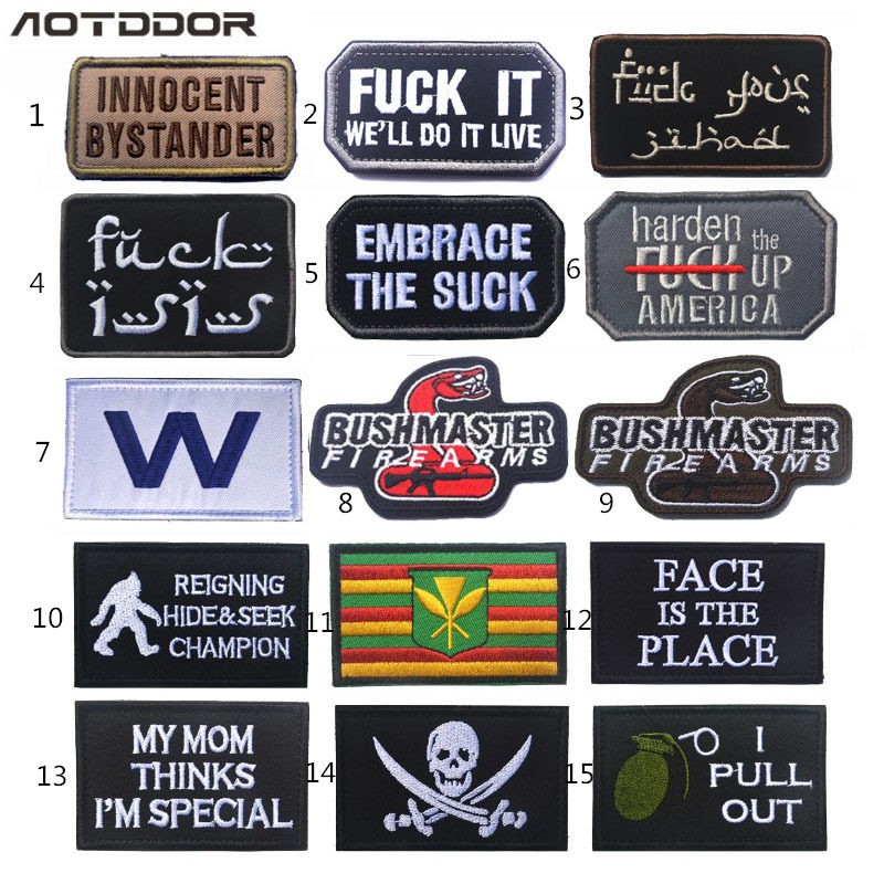 Popular Tactical Morale Velcro Patches Emblem Army Embroidery Badge ...