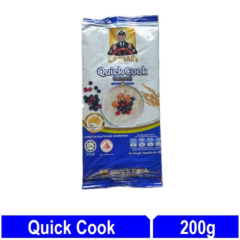 CAPTAIN Oats - Quick Cook Oatmeal 200g | Shopee Malaysia