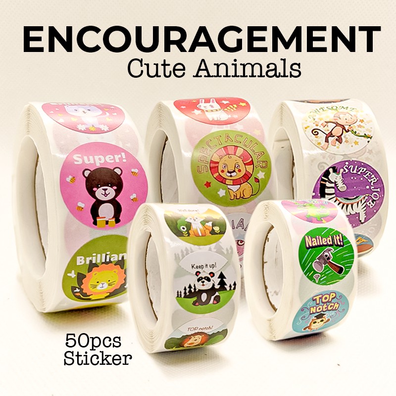 500pcs Cute Animal REWARD Sticker Multi Designs Awesome Keep It Up ...