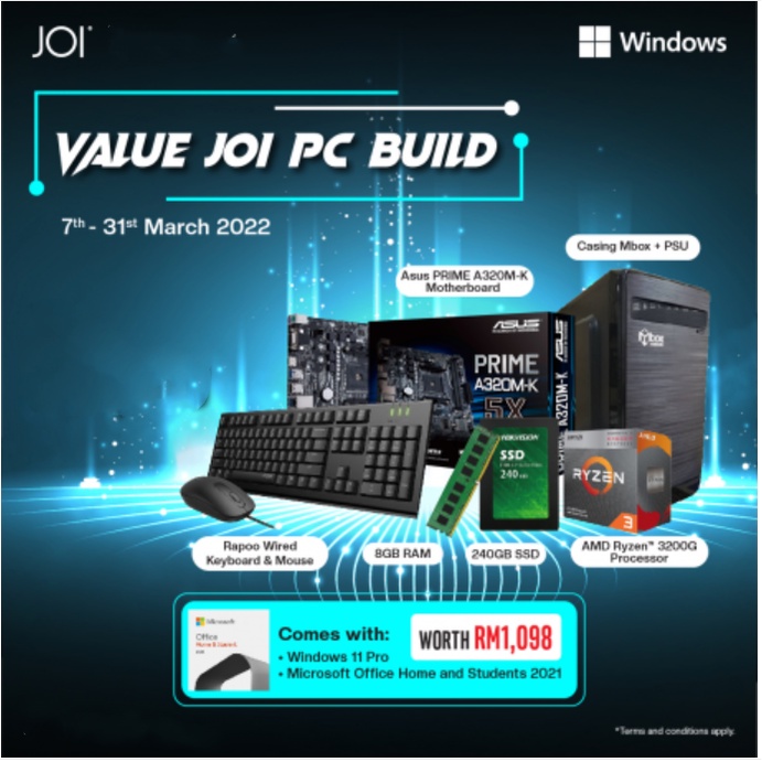[AMD SUPER JOI PC] AMD Ryzen 3200G DIY Desktop PC Set + MS Office | Shopee Malaysia