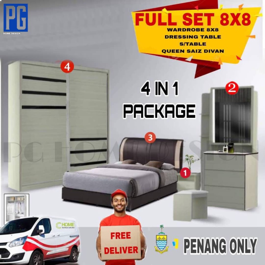 PG HOME:-[READY STOCK] pg home- 8Ft Full Set (Wardrobe+Divan Bed ...