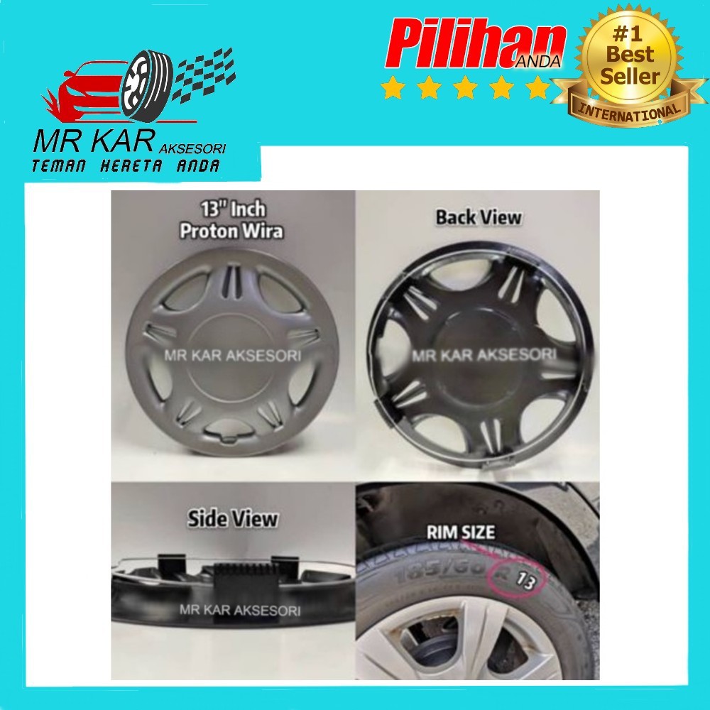Proton Wira 4pcs 13" Inch ABS Wheel Cover Rim Center Hub Caps | Shopee ...