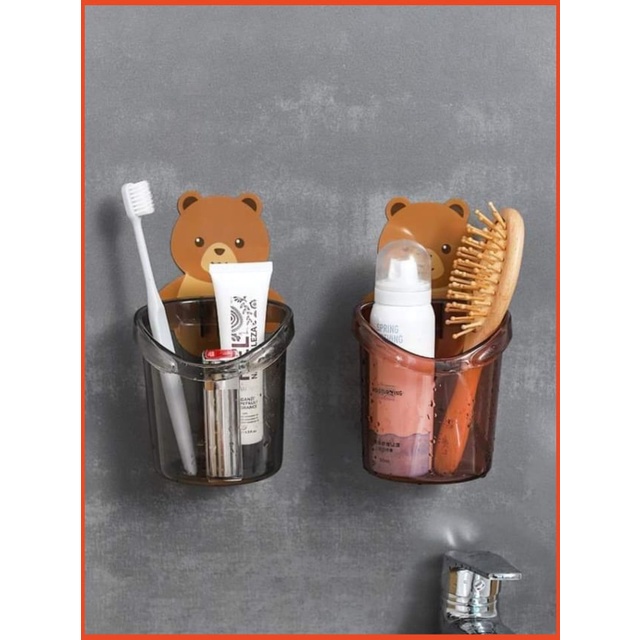 Bear Hug Storage Cup Perforated Bathroom Wall-Mounted Shelf Comb ...