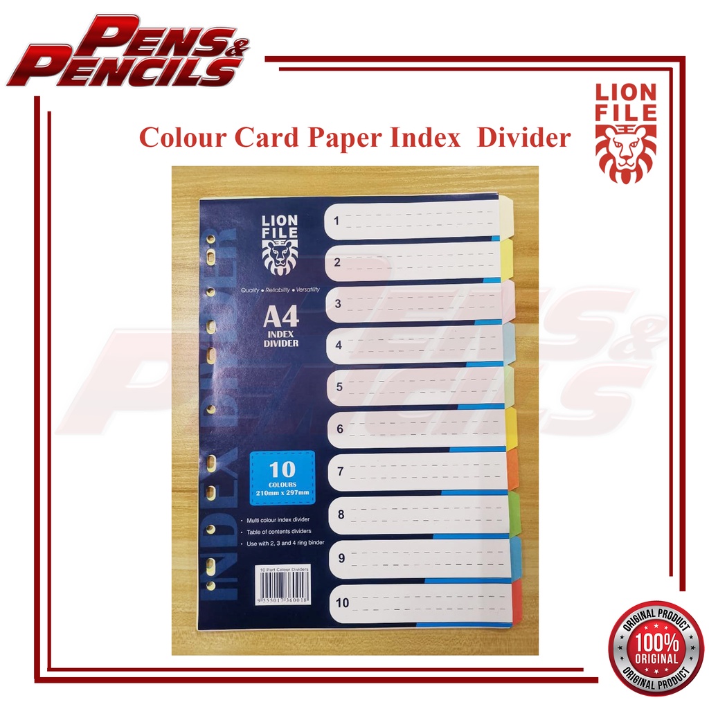 LION Colour Card Paper Index Divider 10 Tabs (1pkt) | Shopee Malaysia