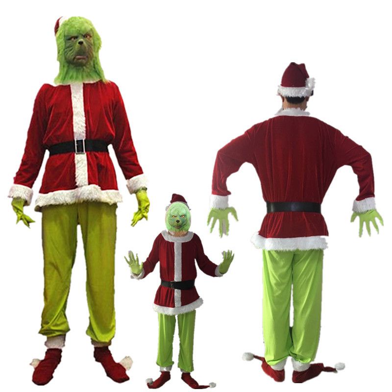 Unisex Santa Grinch Cosplay Costume How the Grinch Stole Christmas Suit ...