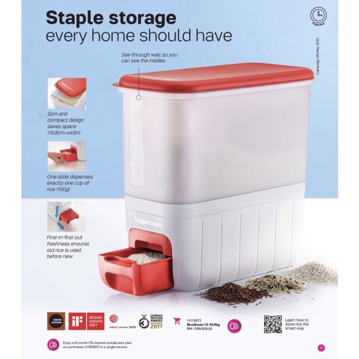 Tupperware Rice Smart 10L and Tupperware Rice Smart Junior | Shopee ...