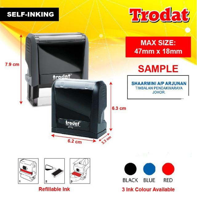 🔥Ready Stock🔥Trodat Self-inked Rubber Stamp,Trodat 4912 Cop Sekali ink ...