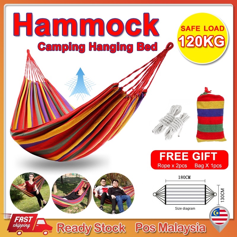 Rainbow Outdoor Hammock Canvas Fabric Camping Striped Hammocks Tree ...