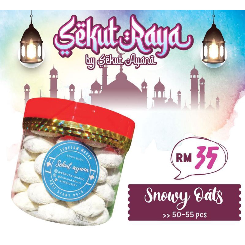 Snow oat cookies by sekut ayana|cookies coklat|kuih raya|biscuits ...