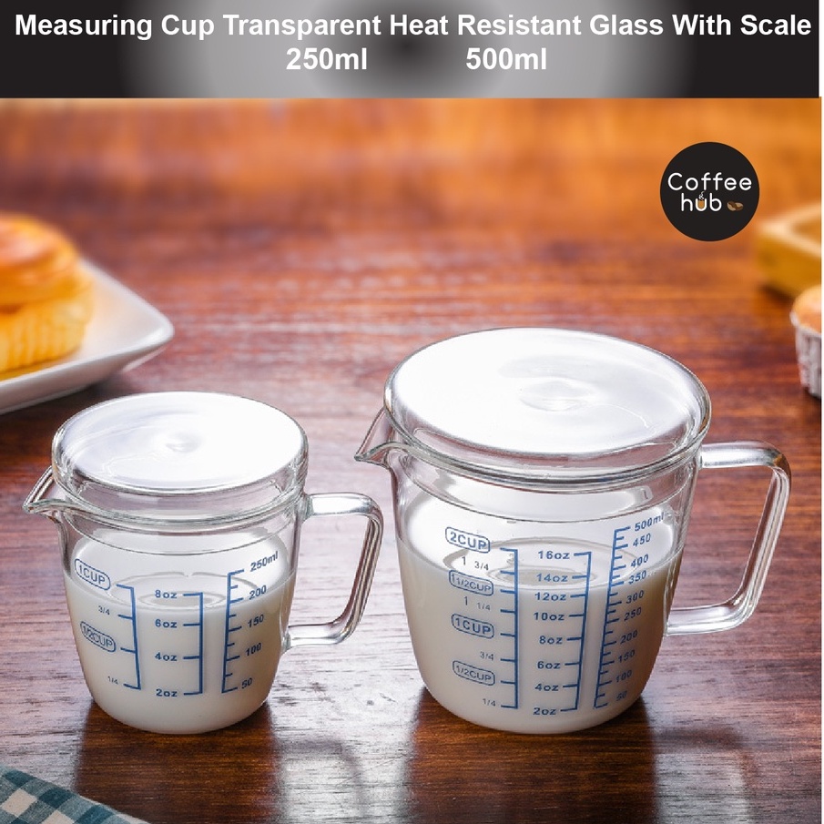 (READY STOCK)Heat Resistant Glass Measuring Cup With Scale Kitchen Baking Transparent Tea Milk ...