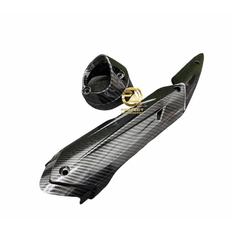 YAMAHA LC135 v5-v8 EXHAUST COVER CARBON TEPI DAN BELAKANG BLACK CARBON ...