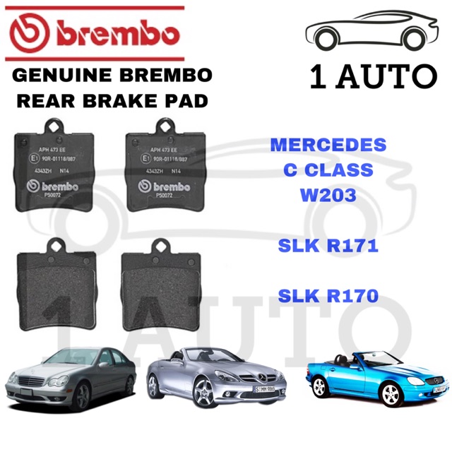 GENUINE BREMBO REAR BRAKE PAD MERCEDES W203 SLK R171 R170 W208 CLK230 ...