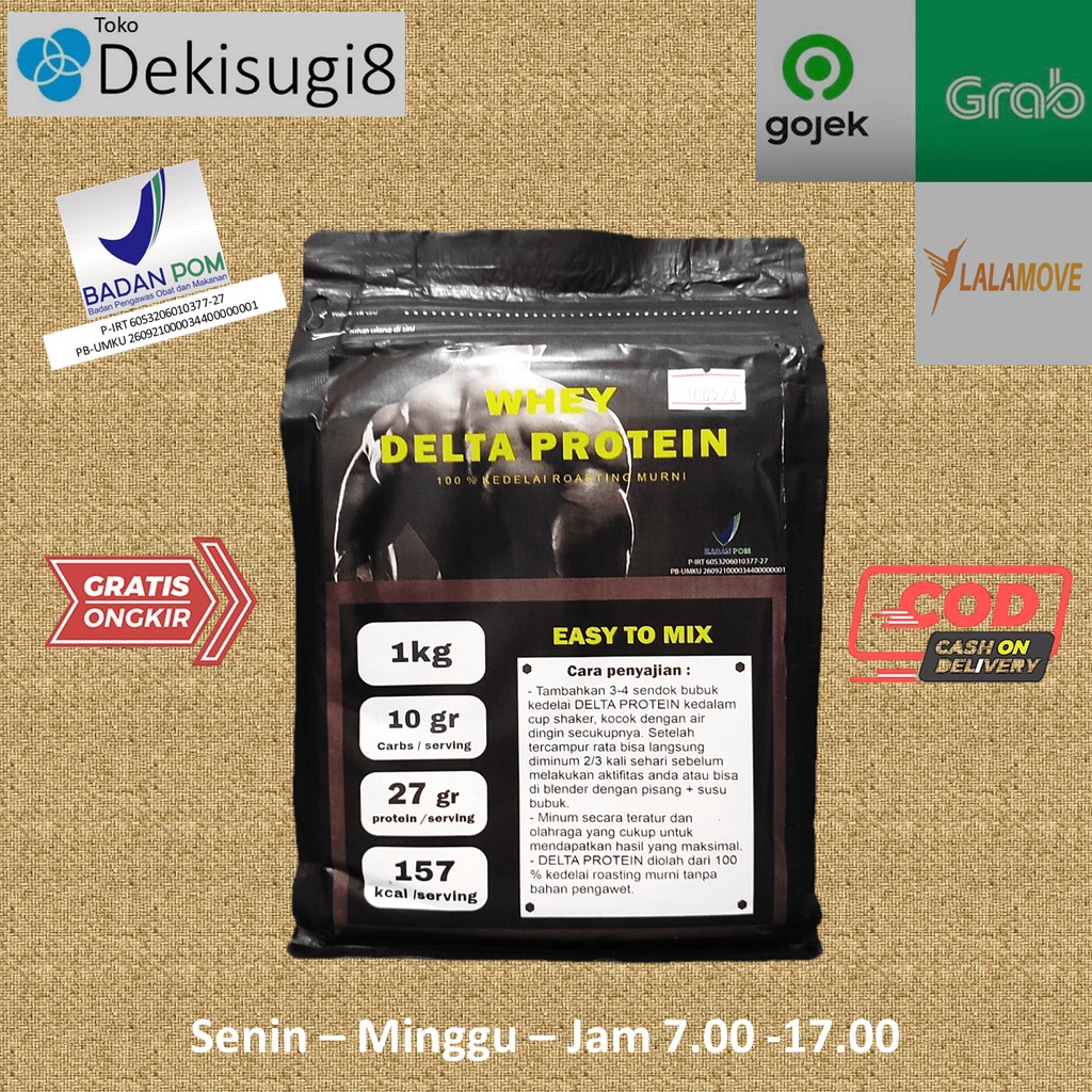 Whey PROTEIN DELTA PROTEIN Powder Soybean PROTEIN 1000gram 1kg | Shopee ...