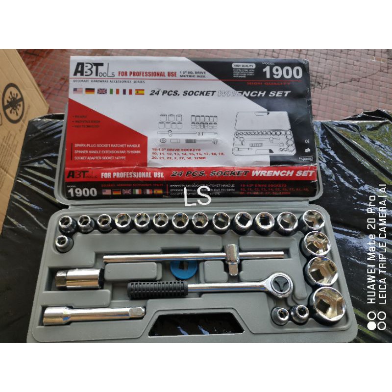 LS GEMILANG ABT 24PCS SOCKET WRENCH SET SOCKE spanner set Hand Tools Ratchet Socket Set Tool Box ...