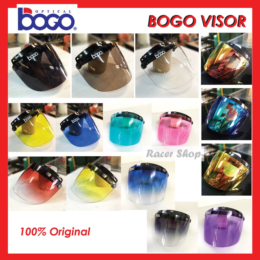 BOGO BIKKO Visor Helmet-3 Button/Dark Grey/Tinted/Clear/Yellow/Blue ...