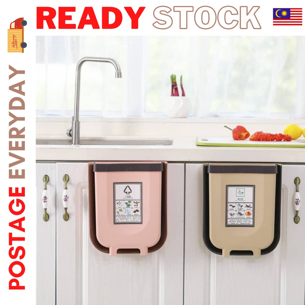 💖BAKUL SAMPAH GANTUNG💖 Folding Hanging Trash Can Kitchen Hanging Trash ...