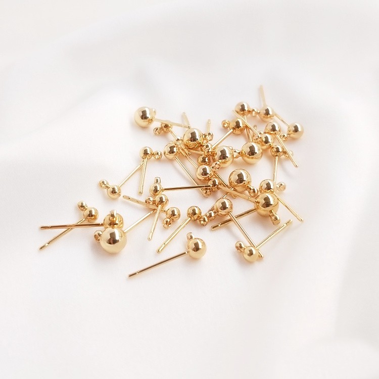 18K Hypoallergenic Ball Ear Needle DIY Earring Accessories For DIY ...