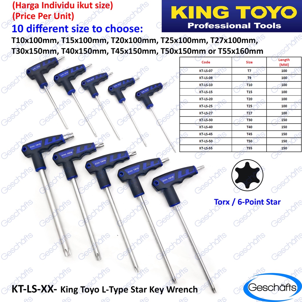 King Toyo L-Type Star Key / Torx Wrench Size: T10 - T55 | Shopee Malaysia