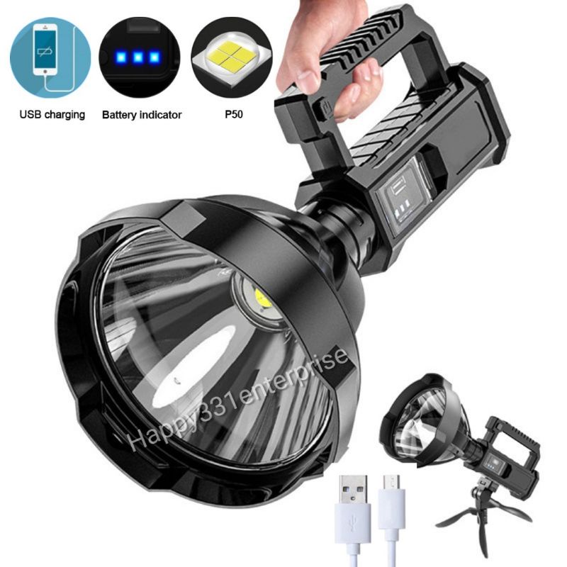 W591 W590 Powerful LED Flashlight Portable P50 Torch USB Rechargeable ...