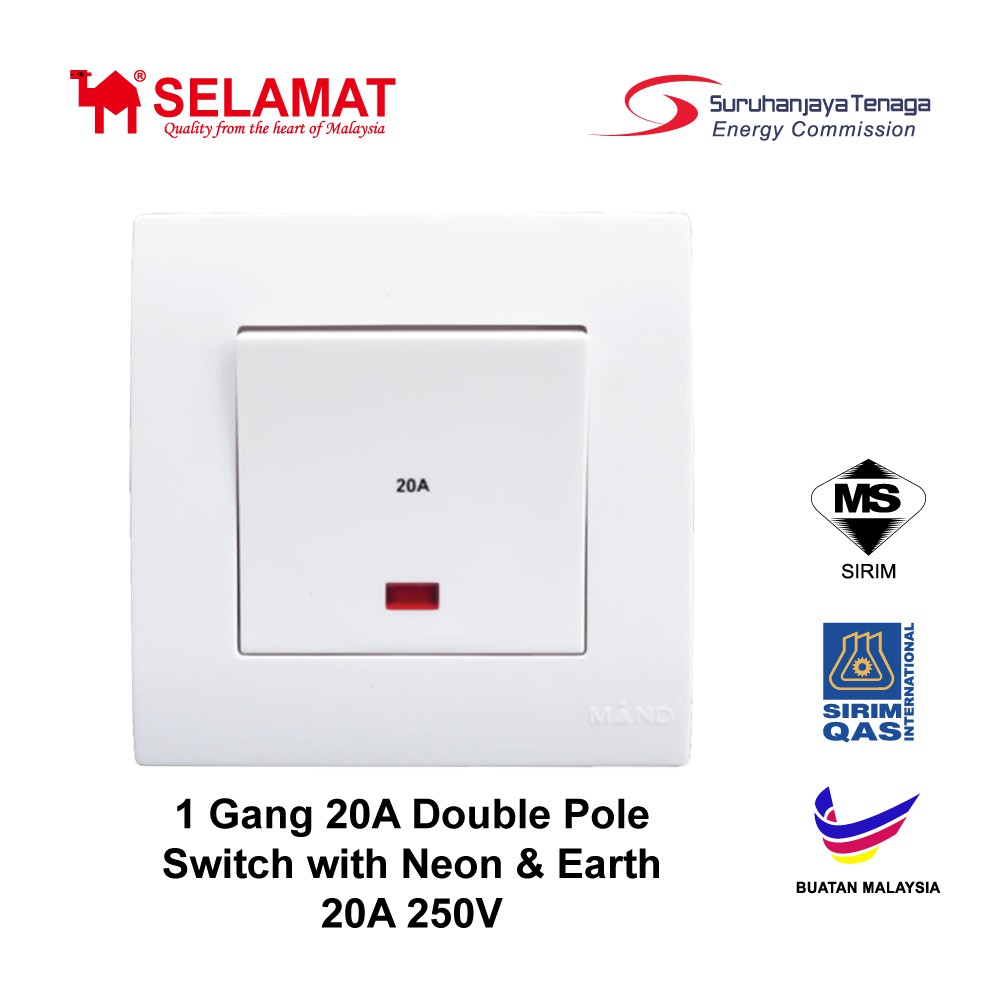 Selamat Flush Switches Wall Modern Switch 1Gang 2Gang 3Gang 16AX 20A ...