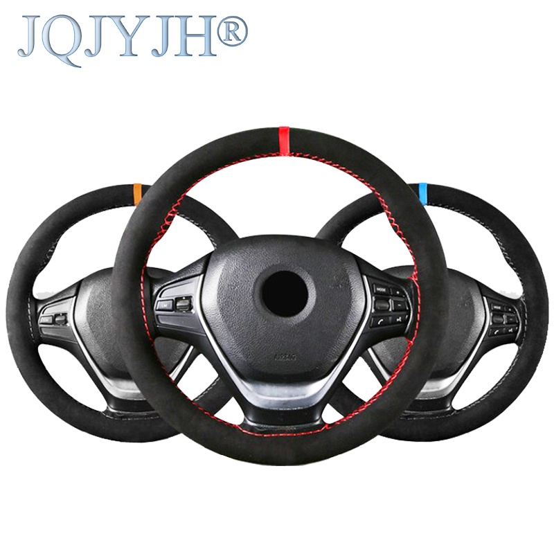 Suede Leather Car Steering Wheel Cover Hand Sewing with Needle and ...