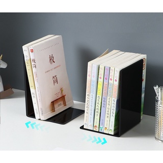 L Shape Book Stand Book Shelf Transparent Bookend Holder Office Desktop ...