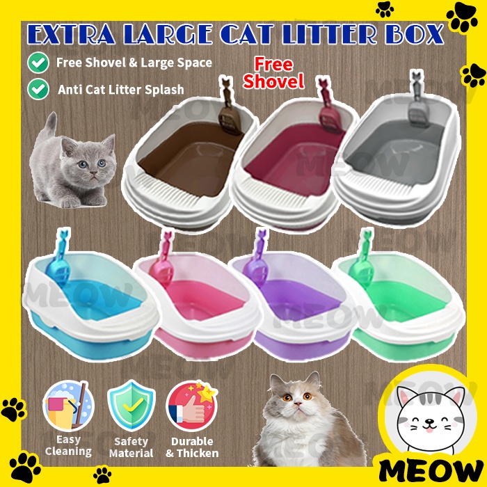 MEOW Extra Large Cat Litter Box Cat Litter Tray Cat Toilet Tandas ...