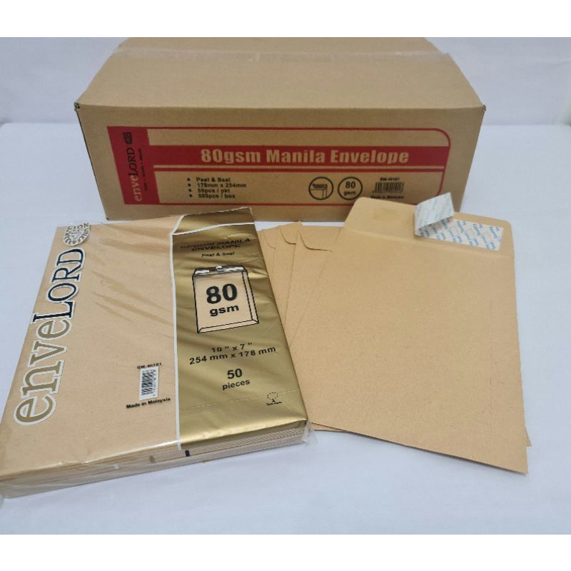 B5 Envelope Brown 80gsm 7"X 10" (178mmX254mm) Peal & Seal (500pcs ...
