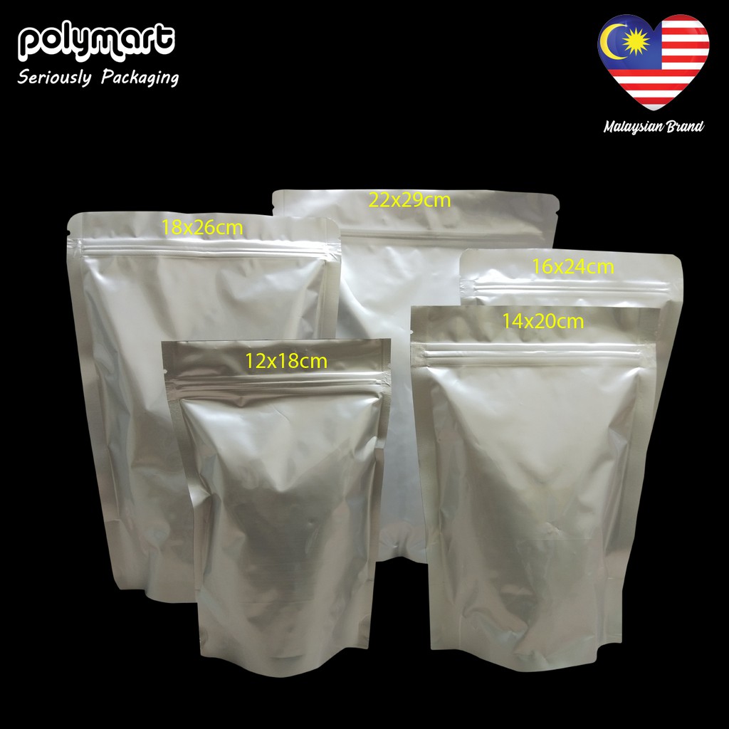 Plain Aluminium Foil Stand Pouch (100Pcs) | Shopee Malaysia