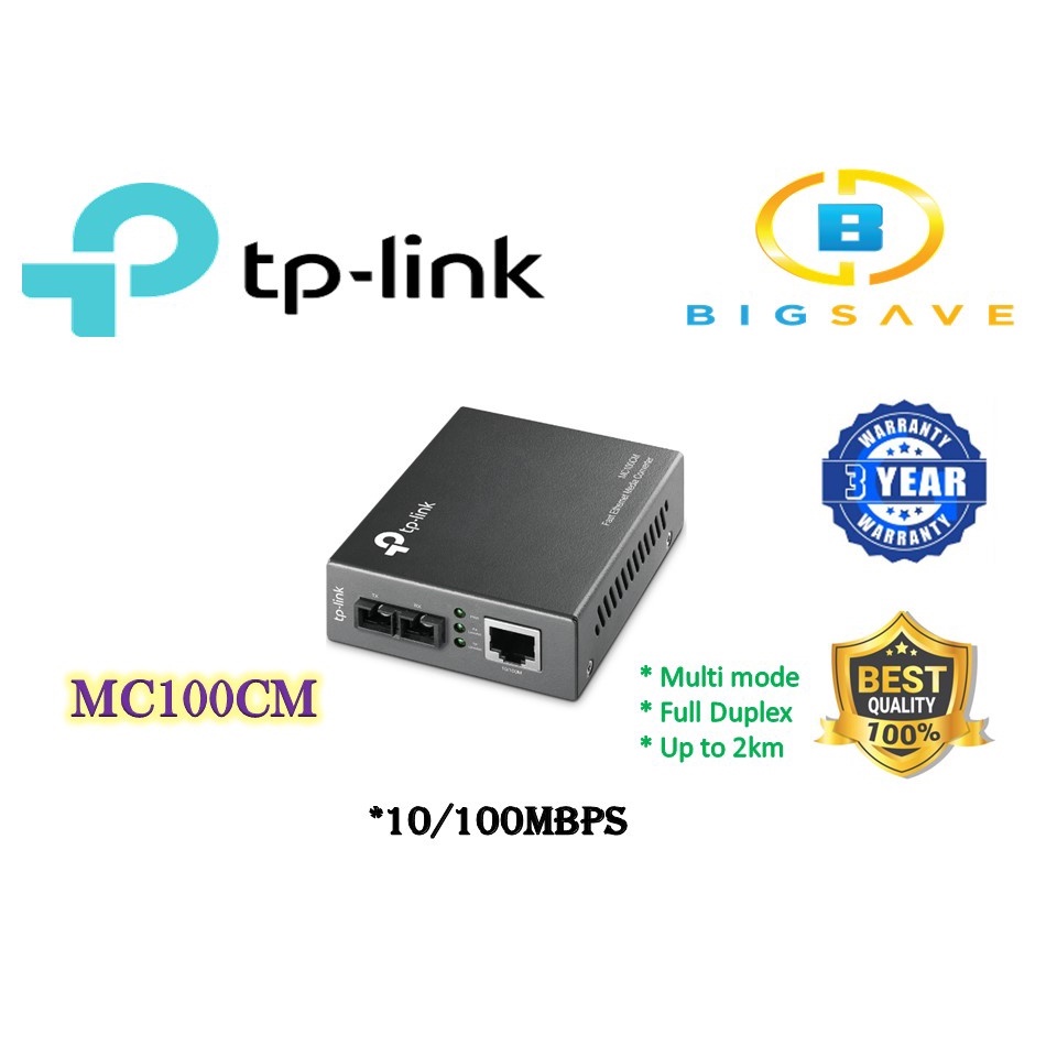 TP-LINK MC100CM MULTI MODE SC FIBER CONVERTER ( UP TO 2KM ) | Shopee ...