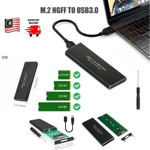 M.2 M2 NGFF SSD Case SATA to USB 3.0 Type C Aluminium Hard Disk Enclosure Storage Case Adapter ...