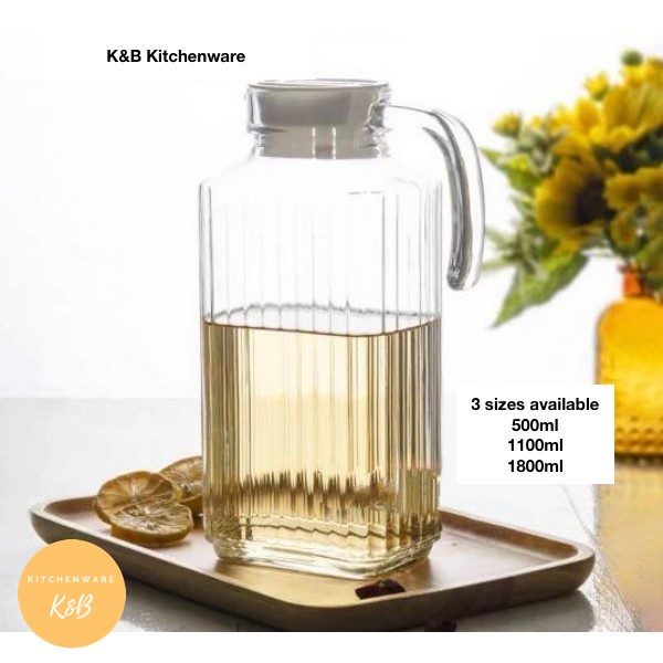 [500ML/1100ML/1800ML] Large Capacity Cold Kettle Drinking Glass Jug ...