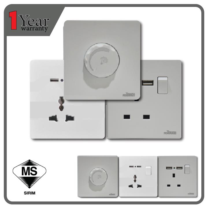 reTouch Ultra Rimless 13A Socket + USB / Dimmer (White) | Shopee Malaysia