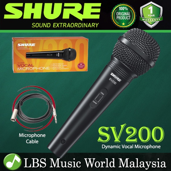 Shure SV200 Dynamic Vocal Microphone with XLR to Quarter Inch Mic Cable ...
