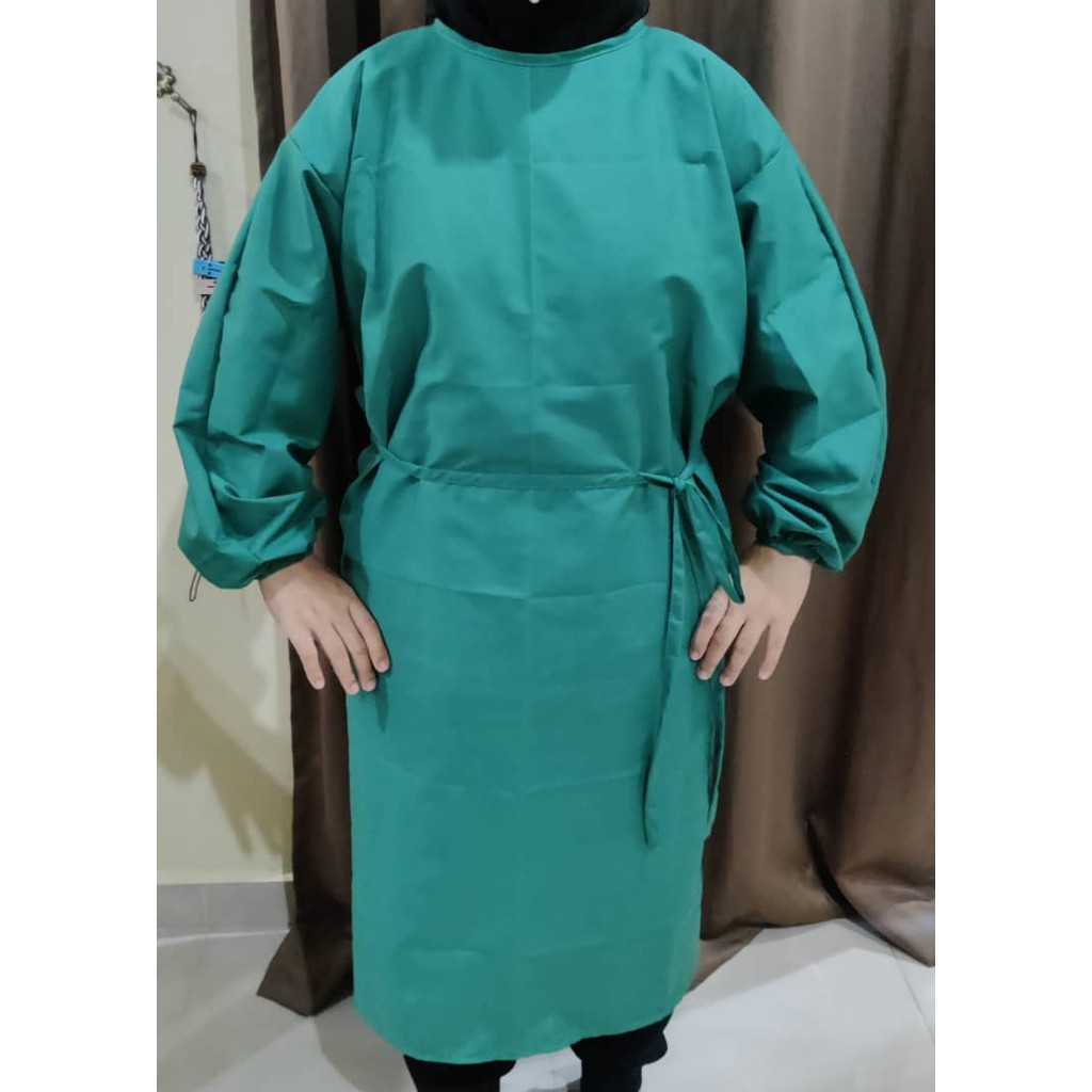 surgical gown apron (plain cotton poplin grass green) | Shopee Malaysia