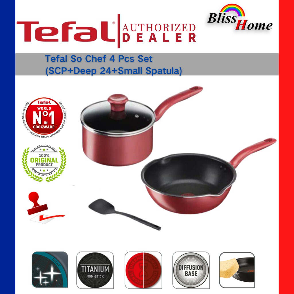 Tefal So Chef 4 piece Non Stick Cookware Set G135S4 Induction Pan Pot Kuali Periuk Belanga Fry ...