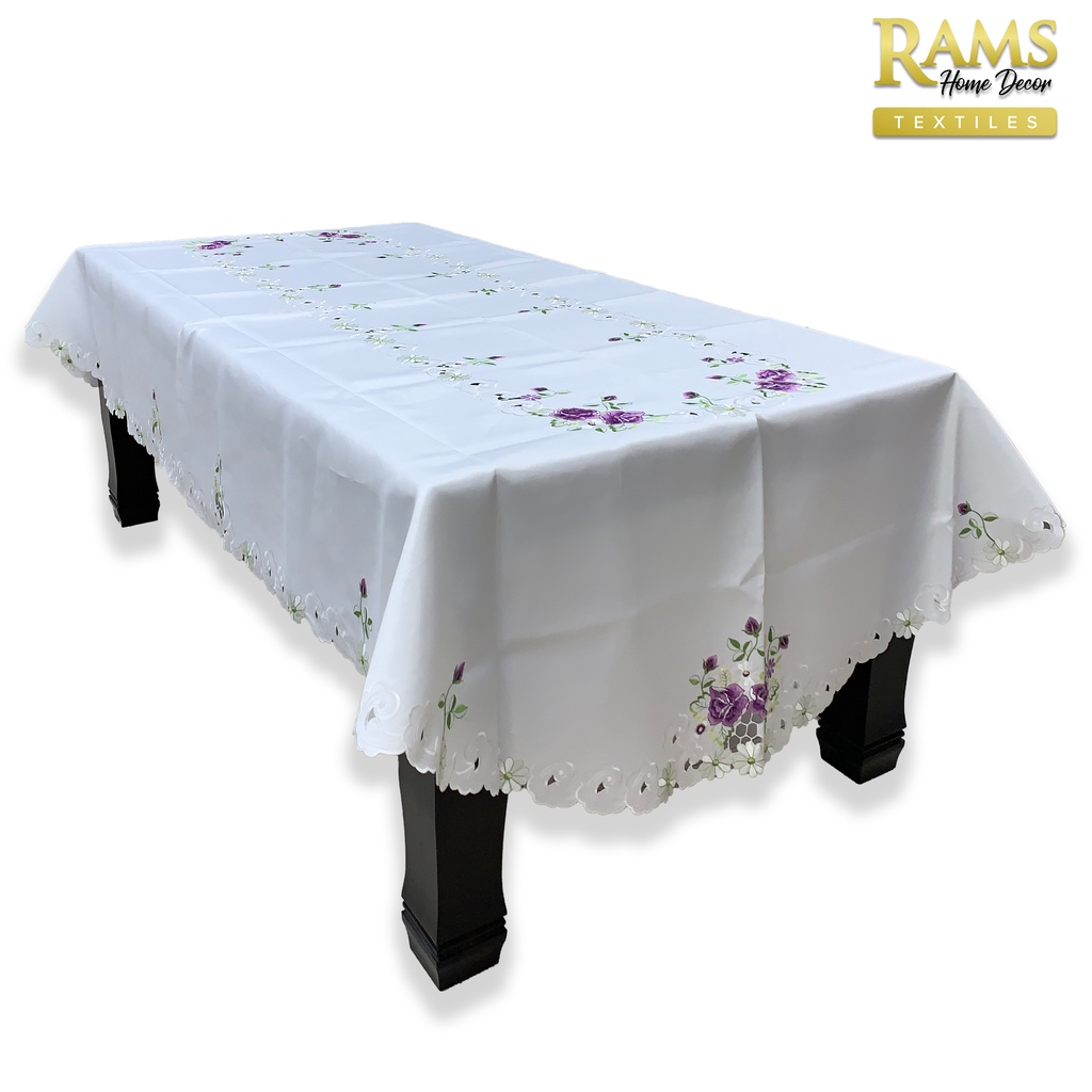 Embroidered Lace Table Cloth Round / Table Cloth Oval / Alas Meja Makan ...