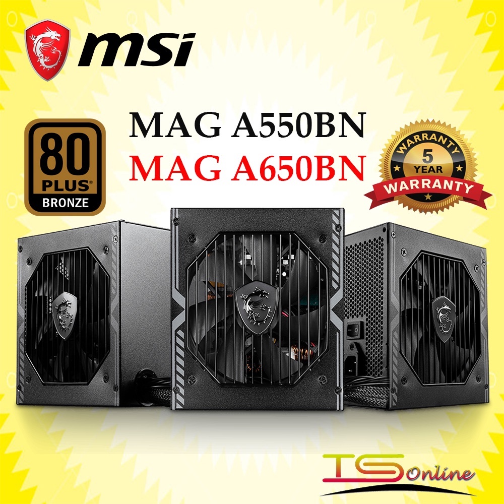 MSI MAG A550BN / A650BN 550W / 650W 80+ Bronze PSU Power Supply ...