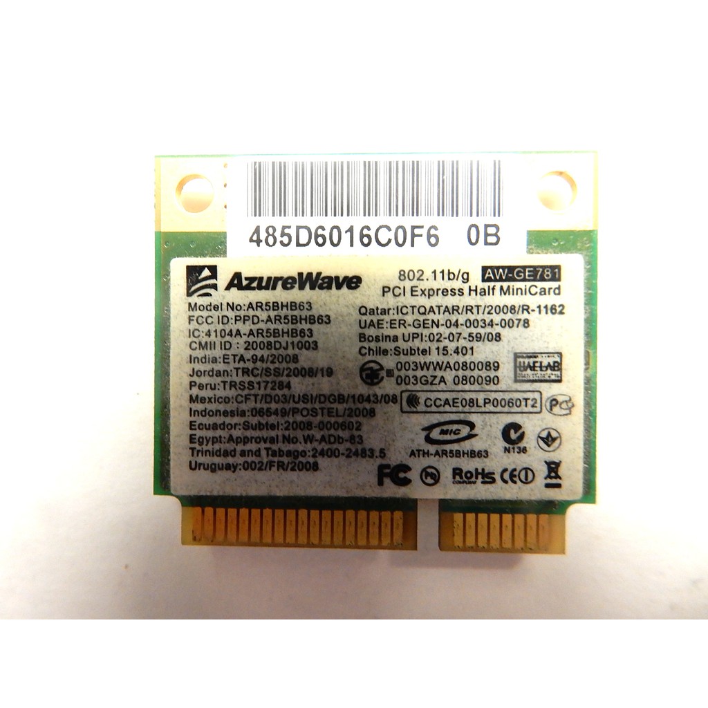 AzureWave AW-GE781 AR5007EG AR5BHB63 WLAN E U.FL Realtek RTL8188EE 802. ...