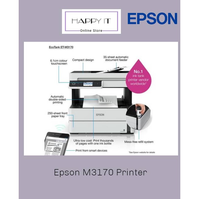 Epson EcoTank Monochrome M3170 Wi-Fi All-in-One Ink Printer | Shopee ...