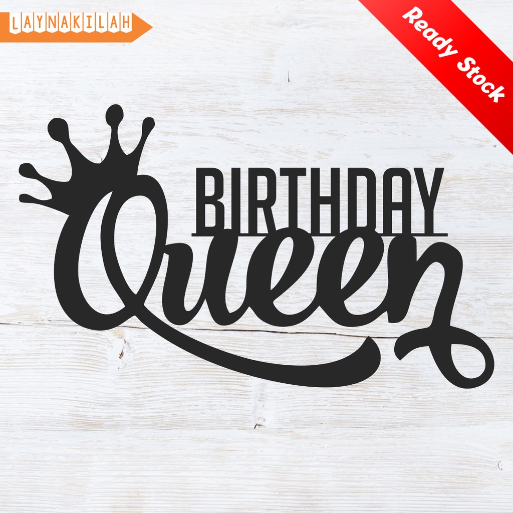 "Birthday Queen" Glitter Cardstock Cake Topper Various Colors with ...