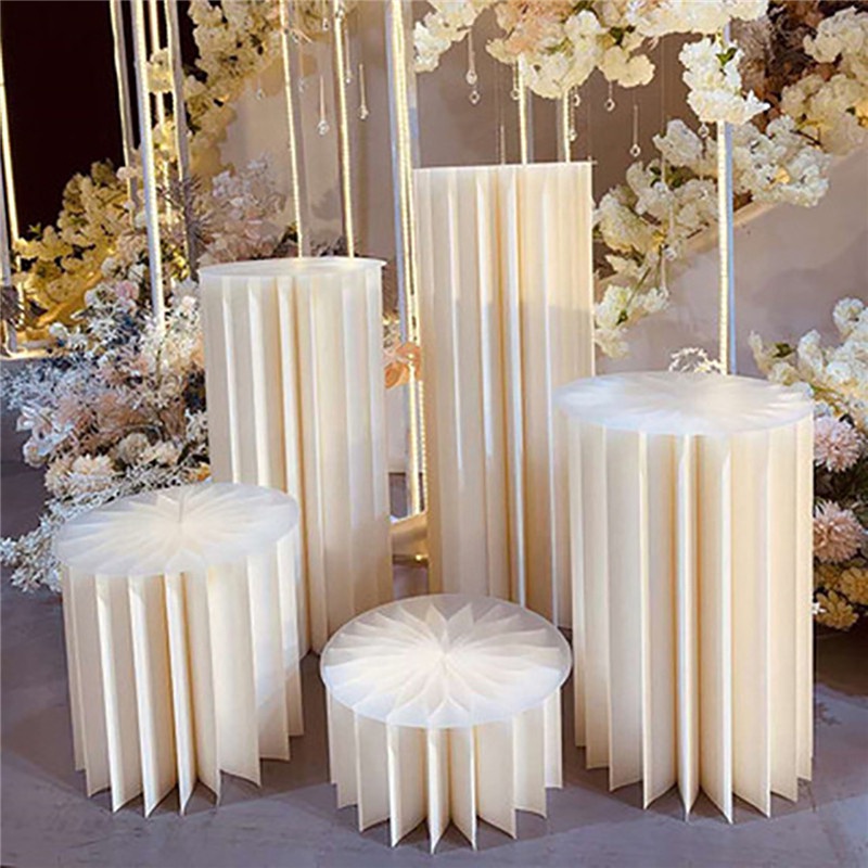 Wedding Props Stage Origami Round Pillar Cake Dessert Table Folding ...