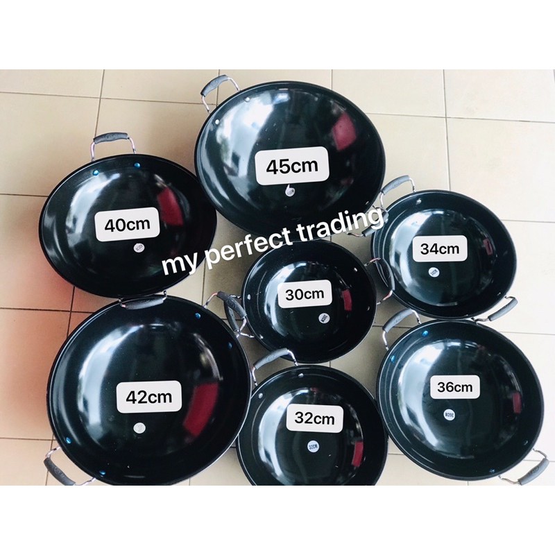 🔥Ready stock🔥Non-Stick double handle enamel wok / kuali hitam | Shopee ...