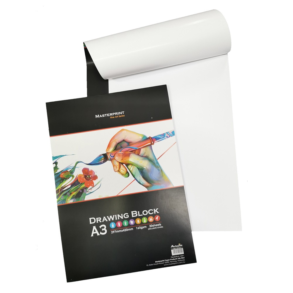 MasterPrint A3 Drawing Block 165gsm/200gsm 20 Sheets Drawing Pad Sketch ...
