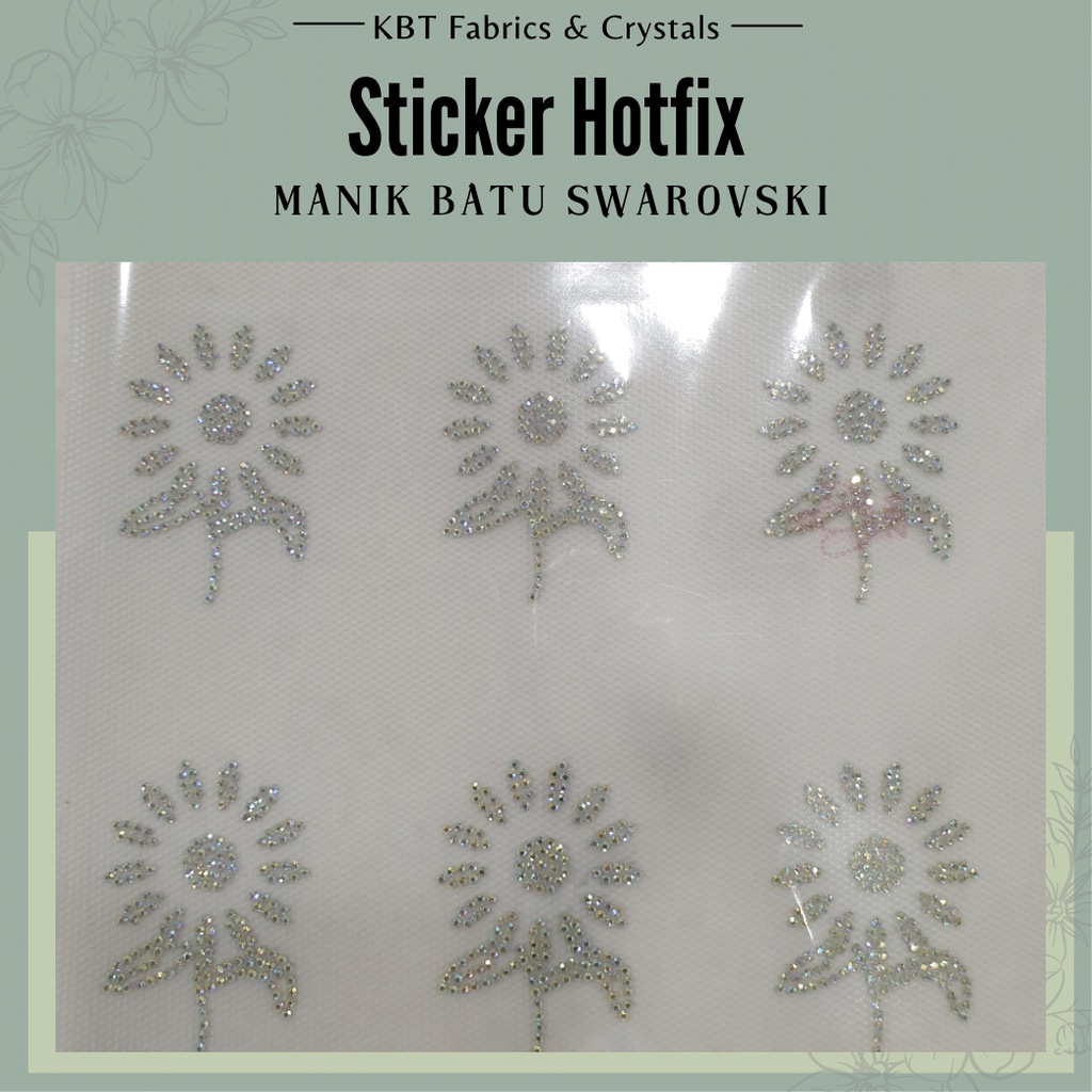 Sunflower Bunga Matahari Sticker Hotfix Batu Manik Copy Swarovski ...