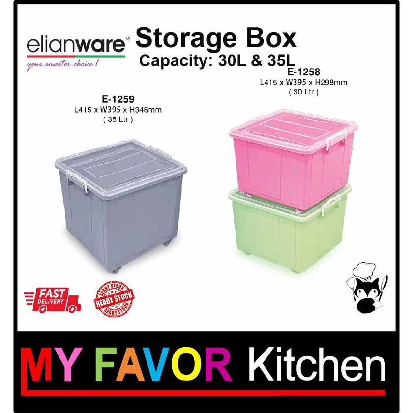 Elianware Storage Box With 4 Wheels Big Organizer Toys Tools Book Box E ...